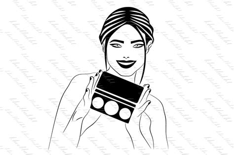 دانلود طرح وکتور دختر خوشگل با مدل موی زیبا در حال تبلیغ کردن لوازم آرایشی جهت طراحی طراحان کد 7351