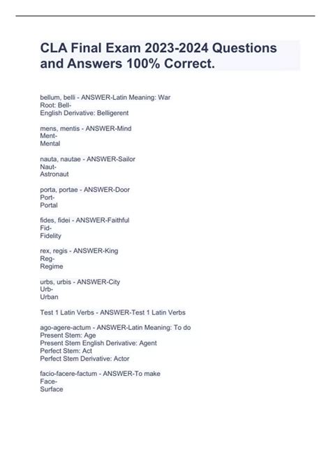 Cla Final Exam Questions And Answers 100 Correct Cla Stuvia Us