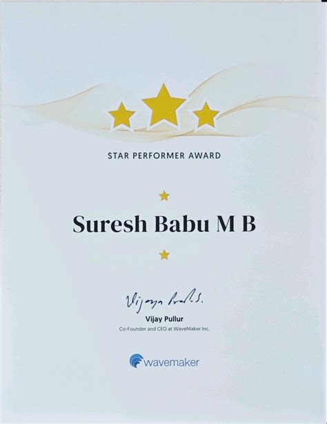 Suresh Babu M B On Linkedin Achievement Recognition Wavemaker 16 Comments