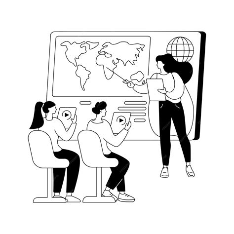 디지털 교실 추상 개념 벡터 일러스트 레이 션 디지털 태블릿 스마트 뒤집힌 교실 혼합 학습 기술 온라인 교육 교육 Elearning 추상 은유에 몰두 무료 벡터