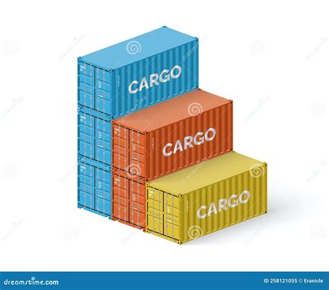 Stack Of Cargo Containers Stock Vector Illustration Of Transportation 258121055