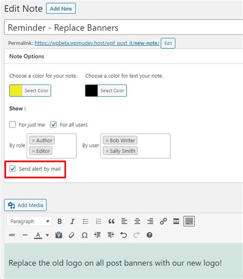 adding notes reminders and instructions to wordpress kerbco web services