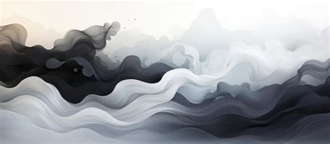 Abstract Waves Of Black And White Create A Fluid Dynamic Visual Premium Ai Generated Psd