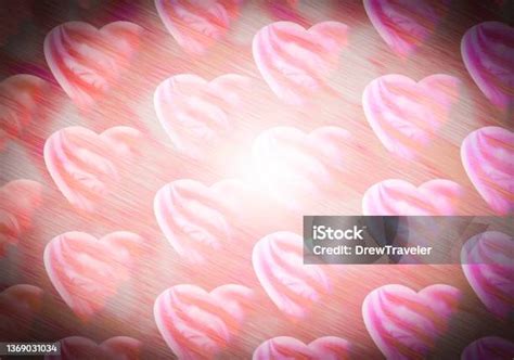 소프트 핑크 무지개 빛깔의 발렌타인 데이 포커스 블러 페이드 레트로 하트 모양의 홀리데이 발렌타인 데이 선물 카드 포장 지 패턴