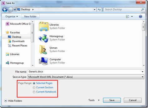 Save OneNote 2010 Notebook In Doc Docx PDF Format