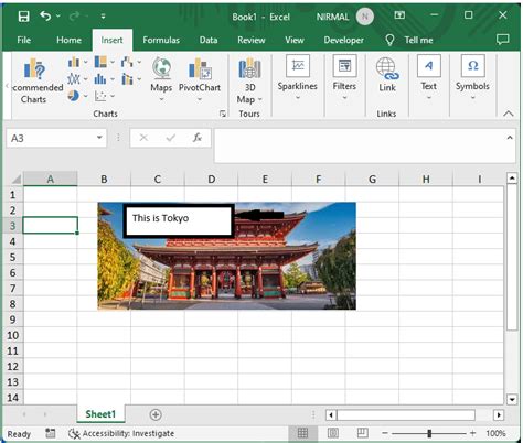 Excel 如何将文本框定位在图片上方极客笔记