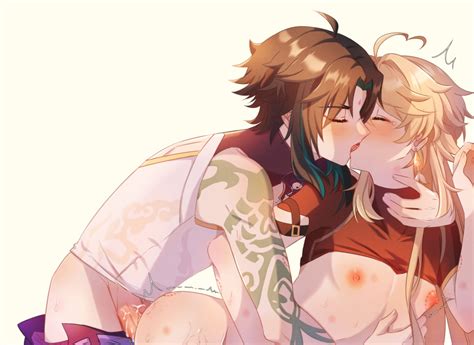 Rule 34 2boys Aether Genshin Impact Ahoge Arm Tattoo Black Hair