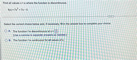 Solved Find All Values Xa Where The Function Is Solved Find All Values Xa Where The Function Is