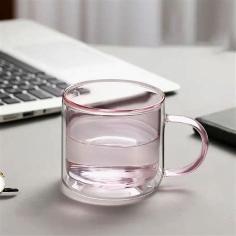 Double Walled Glass Mug Pink Double Wall Glass Mugs Double Walled