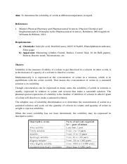 Practical Determination Of Solubility Of Solids At Different Temperature In Liquid Docx Aim