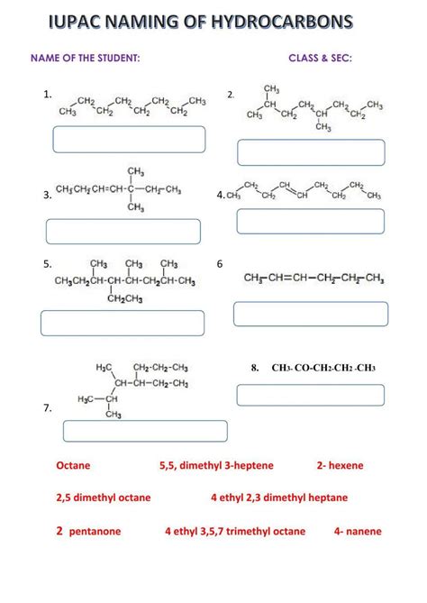 Iupac Naming Worksheet Live Worksheets Worksheets Library