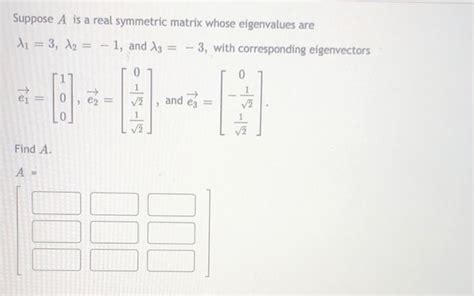 Solved Suppose A Is A Real Symmetric Matrix Whose
