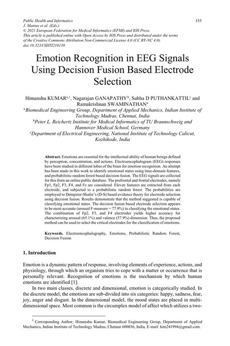 Pdf Emotion Recognition In Eeg Signals Using Decision Fusion Based