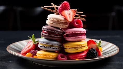 Premium Ai Image Multi Colored Macaroon Stack A French Indulgence On
