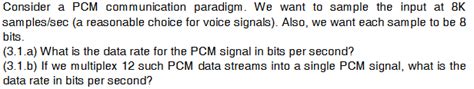 Solved Consider A PCM Communication Paradigm We Want To Chegg Com