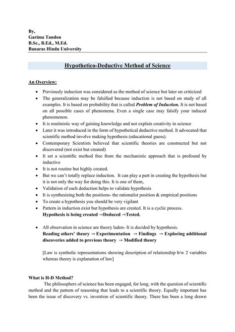 Hypothetico Deductive Method In Science Pdf