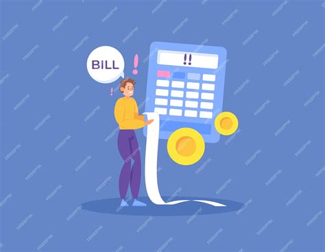 Premium Vector Concept Illustration Of A Man Calculating The Total Bill