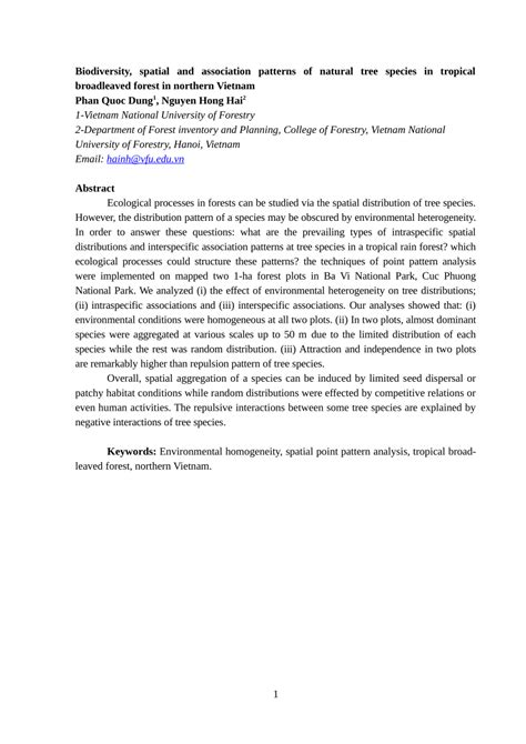 Pdf Biodiversity Spatial And Association Patterns Of Natural Tree