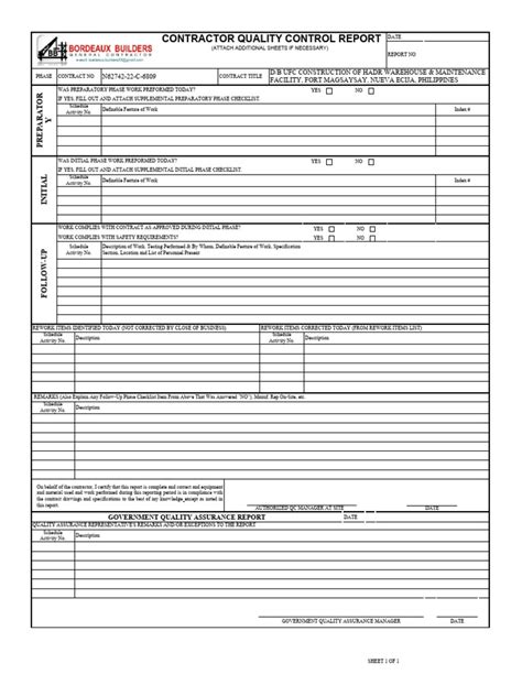 Contractor Qc Report P1 Pdf Evaluation Quality