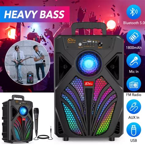 Ultra Bass Wireless Portable Subwoofer Party Bluetooth Speaker With Microphone Picclick Uk