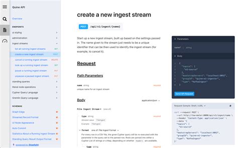 interactive api docs streaming graph for data pipelines