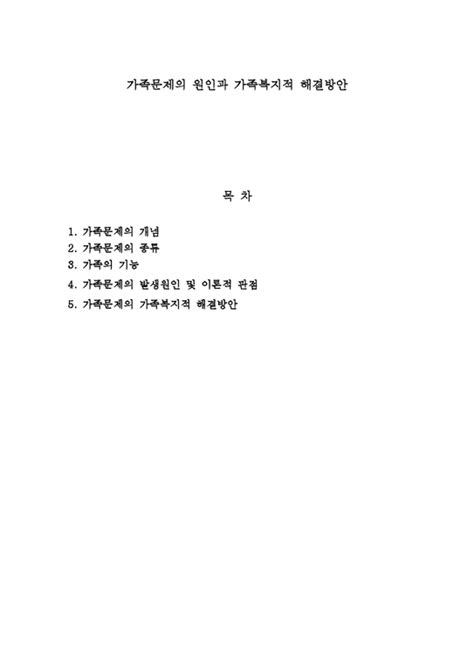 가족문제의 원인과 가족복지적 해결방안 사회과학