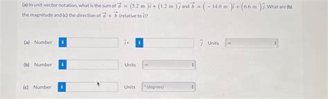 Solved A In Unit Vector Notation What Is The Sum Of Chegg