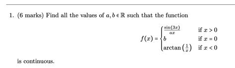 Solved Marks Find All The Values Of A BinR Such That Chegg