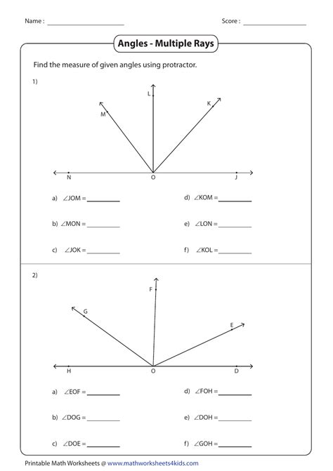 Lines Rays And Angles Worksheet
