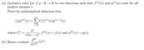 solved a leibniz s rule let f g r r be two functions