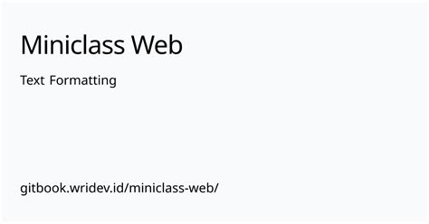 Text Formatting Miniclass Web