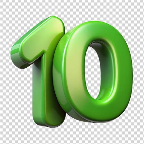 緑色の数字10 3d 透明な背景に隔離されています Premium Ai生成psd