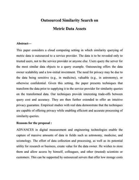 Outsourced Similarity Search On Pdf