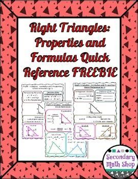 Right Triangles And Trigonometry Graphic Organizer Reference Sheets FREEBIE Trigonometry