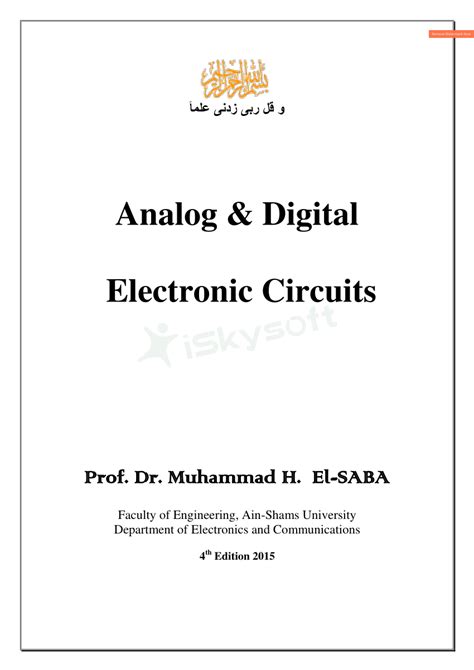 Pdf Fundamentals Of Analog And Digital Electronic Circuits