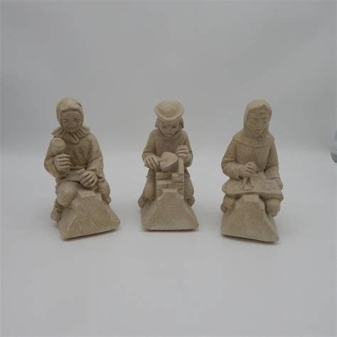 Miniature Figure Masonic Vrijmetselarij 3 Beelden Leerling Gezel Meester 3 Limestone