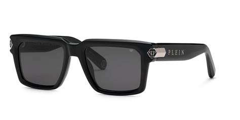 Philipp Plein Spp181m 0700 Rectangle Glossy Black Sunglasses