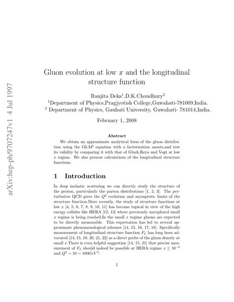 Pdf Gluon Evolution At Low X And The Longitudinal Structure Function