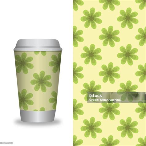 벡터는 커피 포장 템플릿과 커피 숍을위한 디자인 요소를 빼앗아 매끄러운 패턴골판지 컵 벡터 그림입니다 벡터 일러스트레이션 0명에