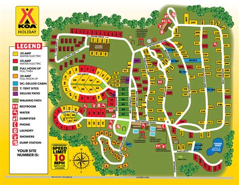 Campsite Map Door County Wisconsin Koa