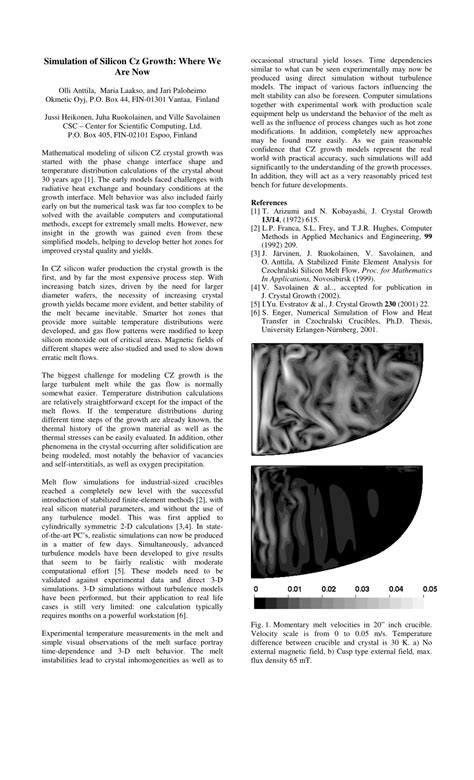 Pdf Simulation Of Silicon Cz Growth Where We Are Now