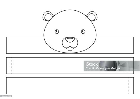 인쇄 가능한 비버 종이 크라운 생일 크리스마스 베이비 샤워를위한 Diy 컷 파티 리본 템플릿 엔터테인먼트를위한 재미있는 액세서리 인쇄 색상 컷 및 접착제 벡터 스톡