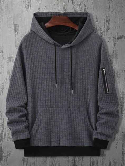 Men Zipper Pocket Drawstring Hoodie Stylish And Comfortable