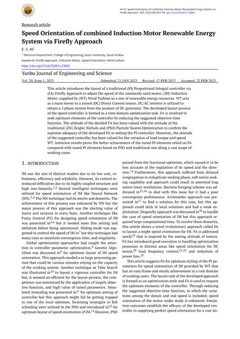 Pdf Speed Orientation Of Combined Induction Motor Renewable Energy System Via Firefly Approach