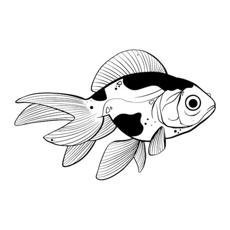 흰색 배경에 물고기 손으로 그린 그림 프리미엄 벡터
