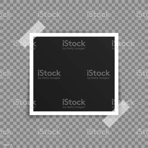 벡터 사진 프레임 모형 디자인입니다 투명 한 배경에 격리 된 스티커 테이프에 사진 프레임 벡터 일러스트레이션 검은색에 대한 스톡 벡터 아트 및 기타 이미지 Istock