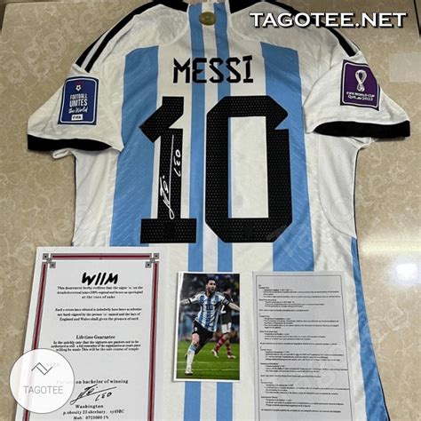 Lionel Messi Argentina Signed Jersey World Cup 2022 Tagotee
