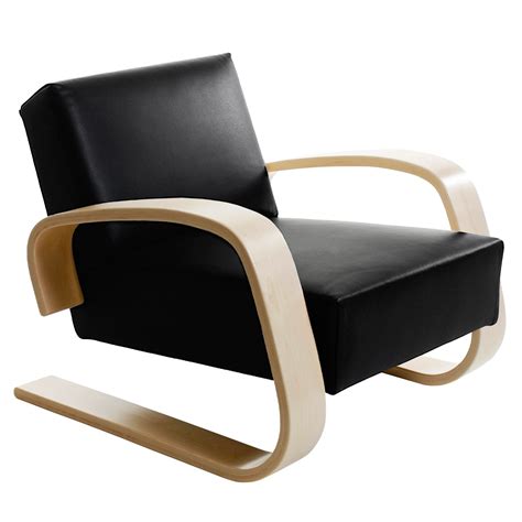 Artek Aalto Sessel 400 „tank Birke Schwarzes Leder Finnish Design