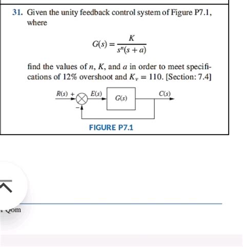 31 Given The Unity Feedback Control System Of Studyx