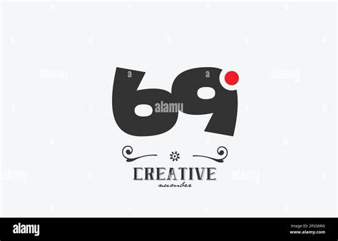 Grey 69 Number Logo Icon Design With Red Dot Creative Template For Business And Company Stock